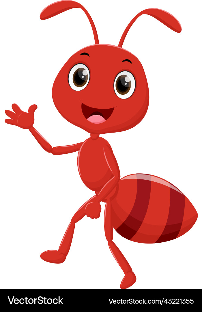 Happy ant cartoon isolated on white background Vector Image