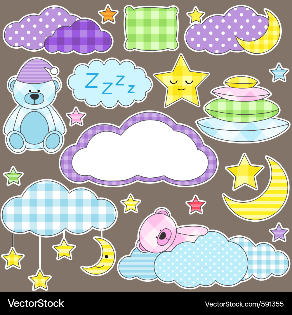 Night stickers Royalty Free Vector Image - VectorStock