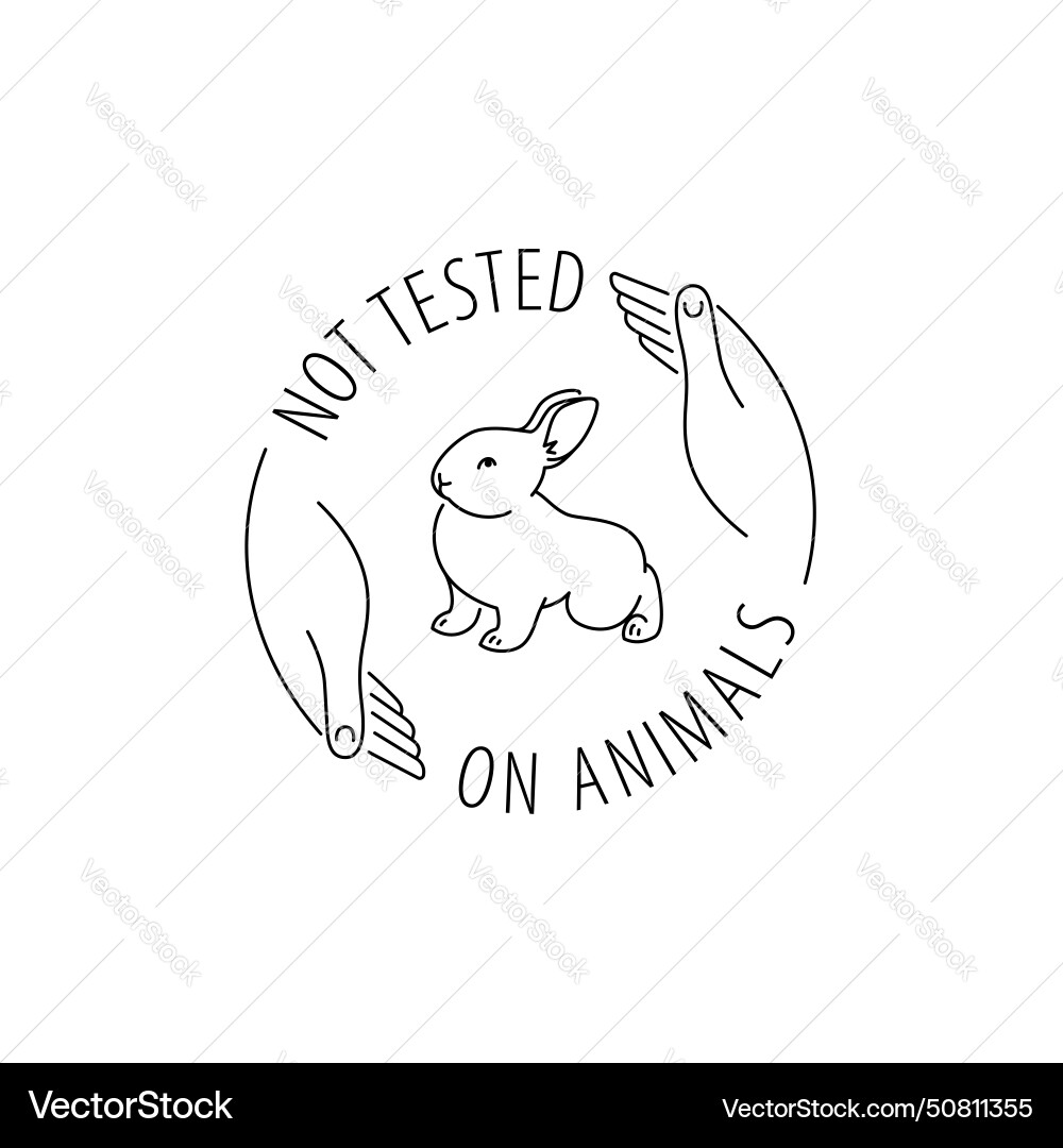 Not tested on animals thin line rabbit logo emblem