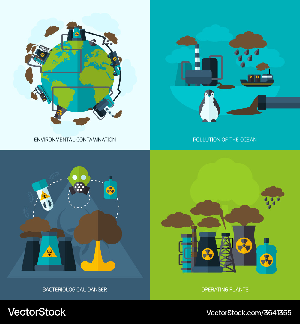 Pollution icon flat Royalty Free Vector Image - VectorStock