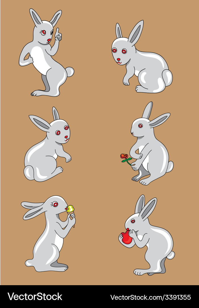 Rabbit set Royalty Free Vector Image - VectorStock