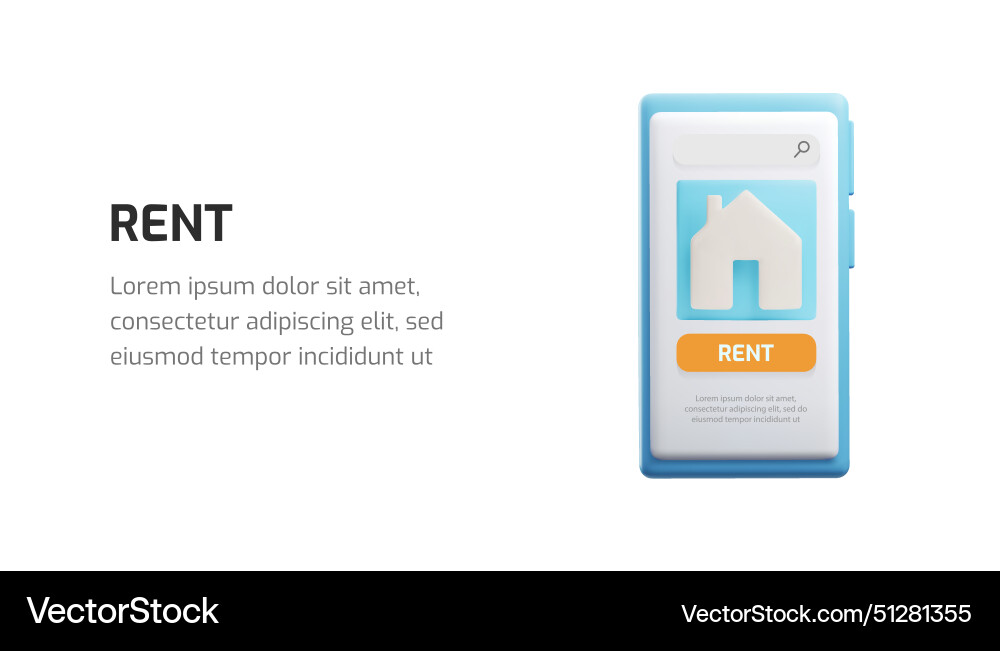 Rent advertising 3d banner design home Royalty Free Vector