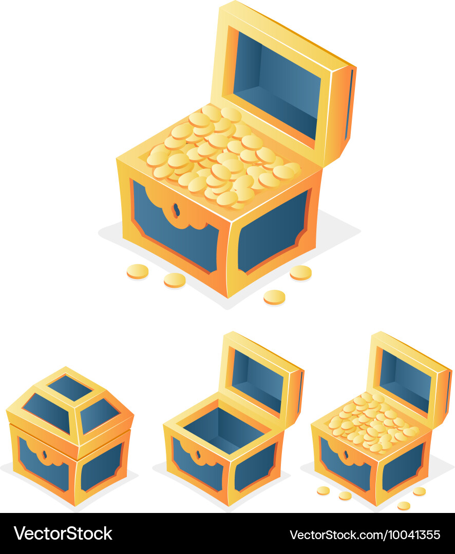 Rpg game icon treasure chest with coins closed Vector Image