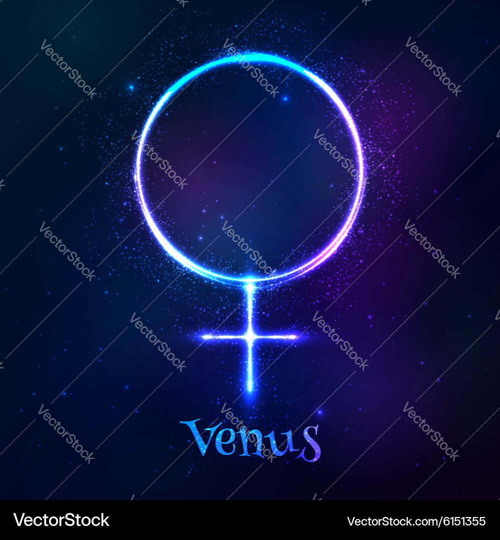 Shining blue neon astrological venus symbol Vector Image