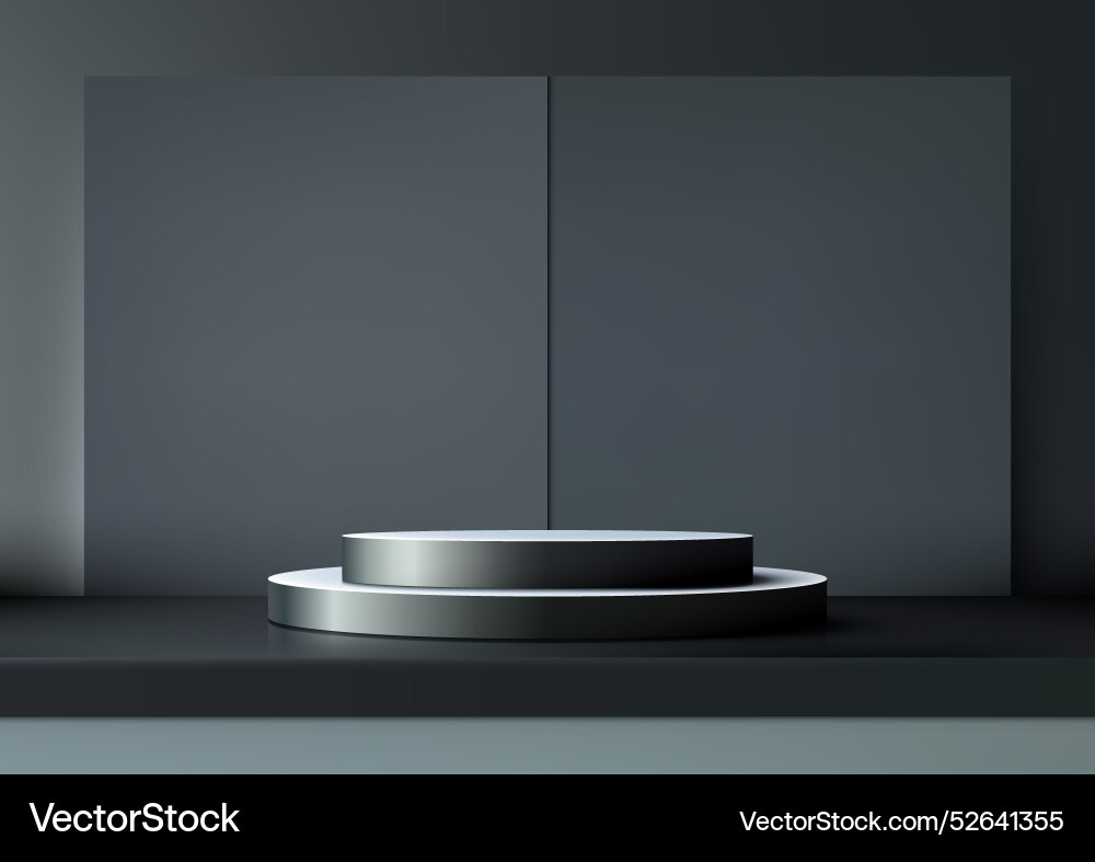 Sleek 3d black circular platforms for product Vector Image