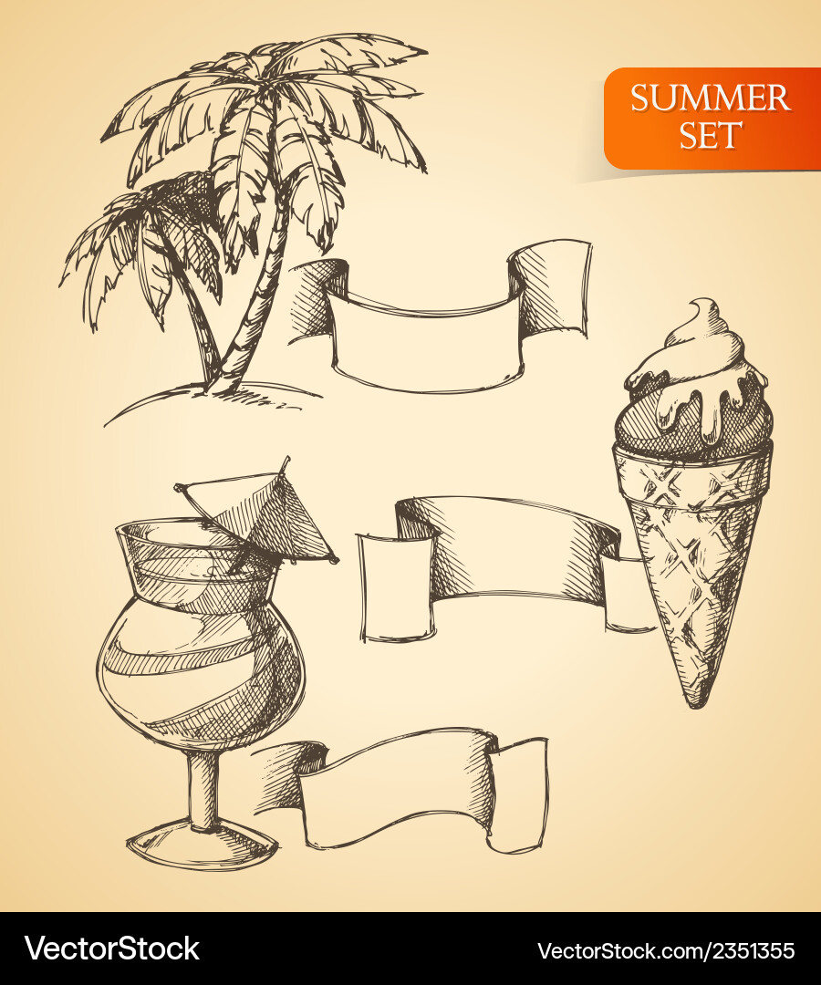 Summer sketch set Royalty Free Vector Image - VectorStock