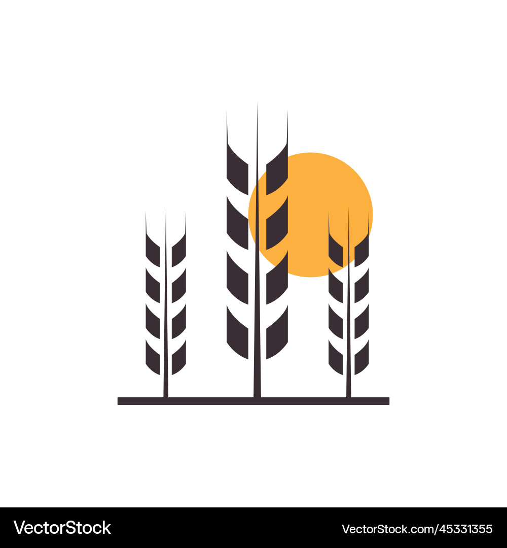 Sunset wheat icon logo Royalty Free Vector Image