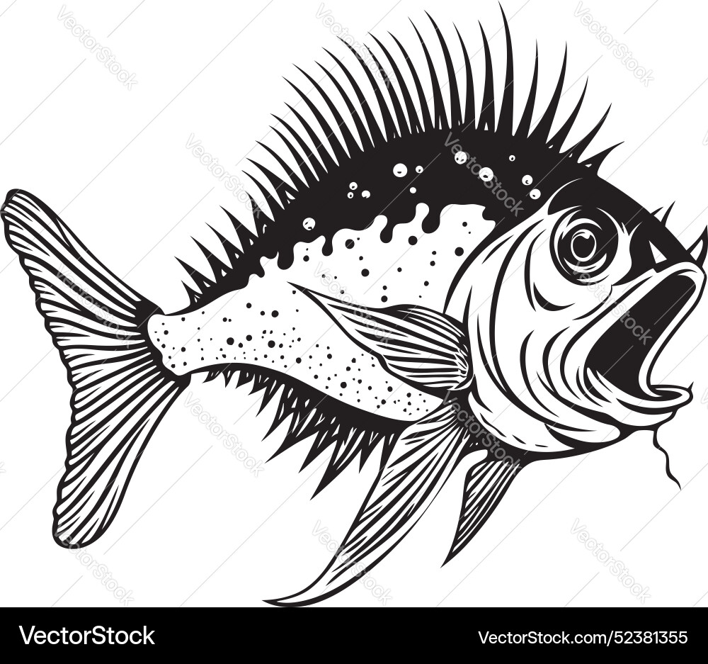 Wicked whiskers evil angler fish icon sinister Vector Image