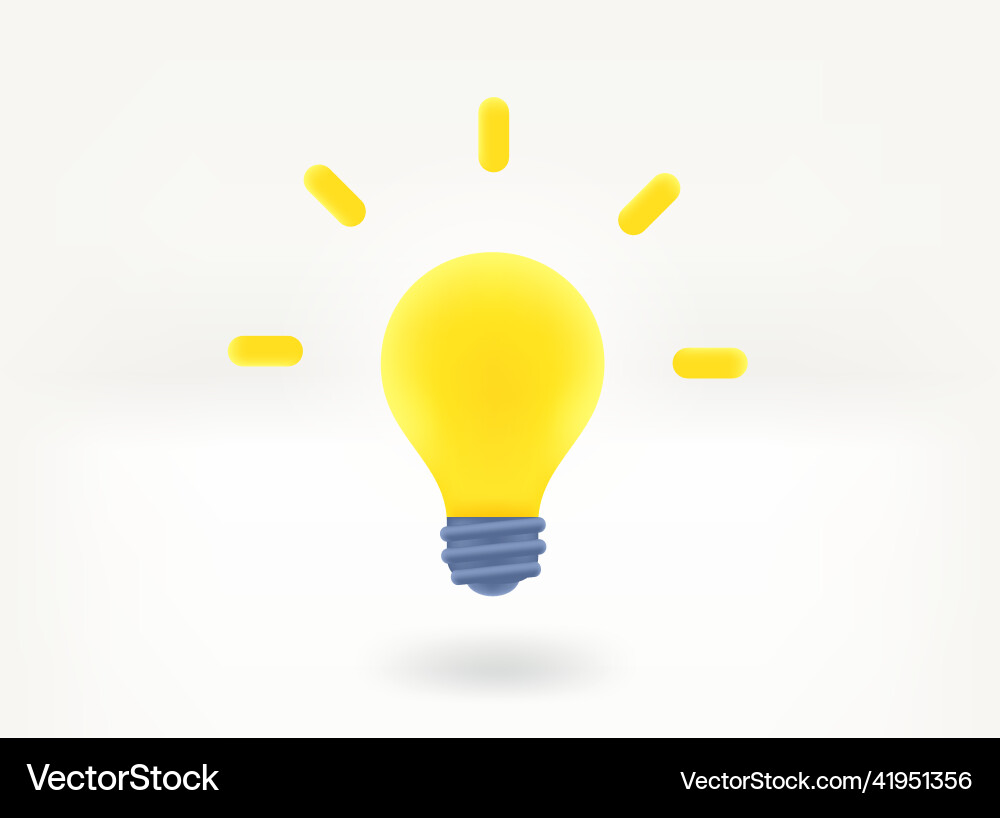 3D Lightbulb Icon - Shine Bright Royalty Free Vector Image