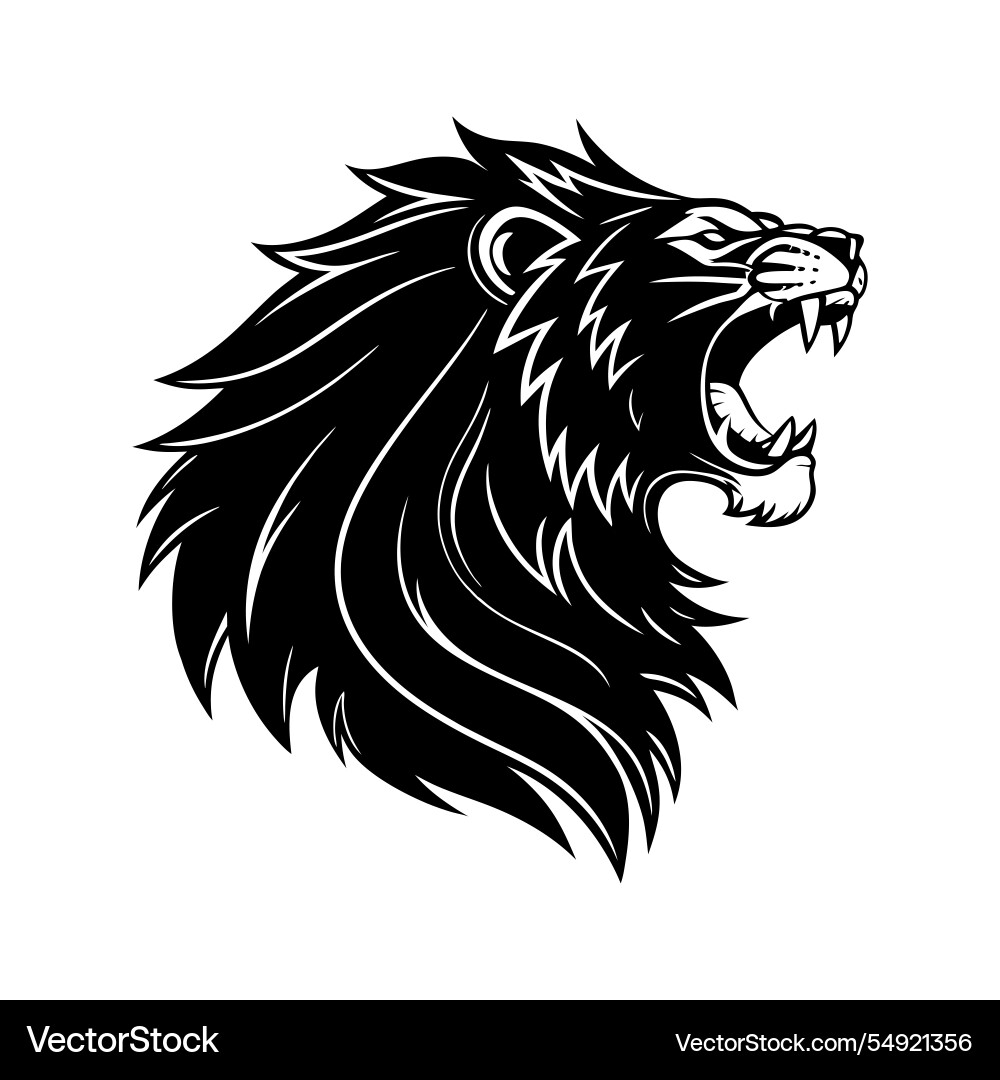 Angry lion black powerful design Royalty Free Vector Image