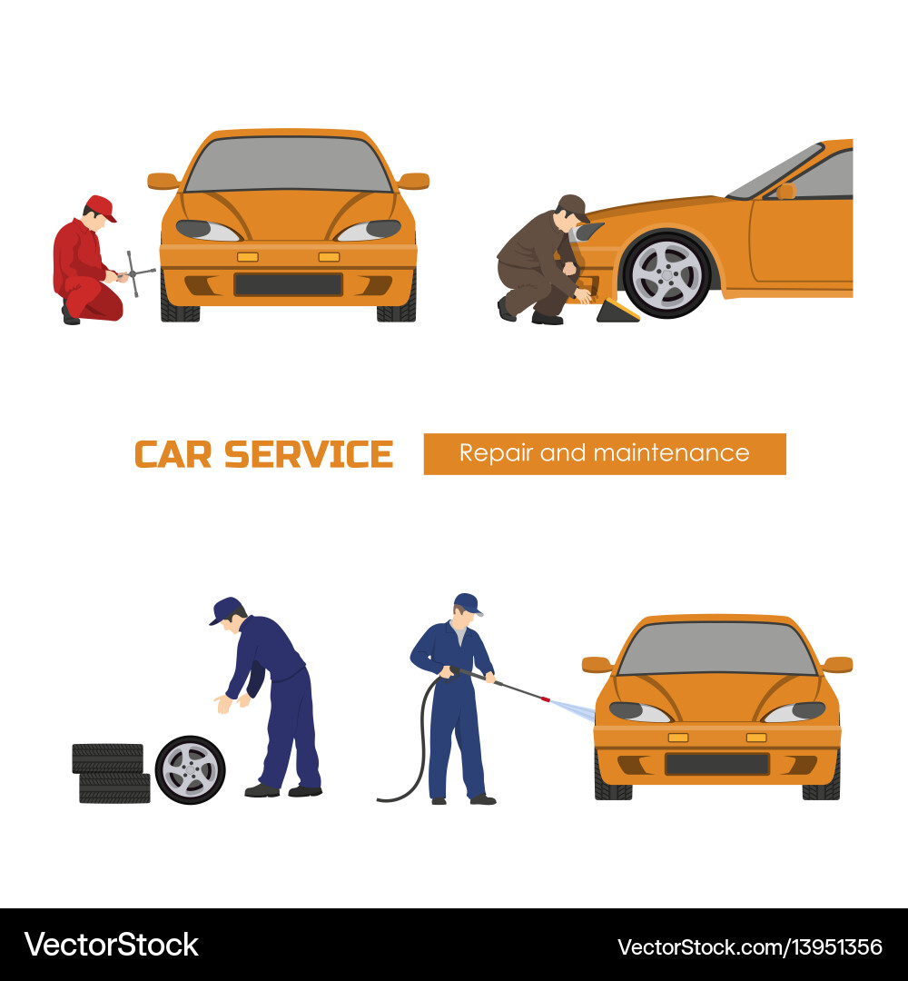 Car repair and maintenance vehicle workshop Vector Image