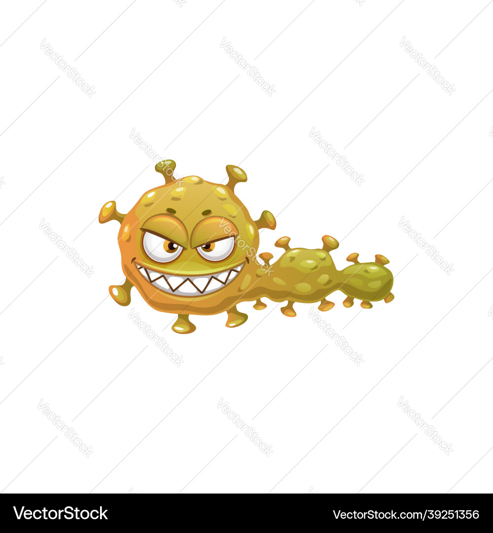 Cartoon virus cell icon angry bacteria Royalty Free Vector