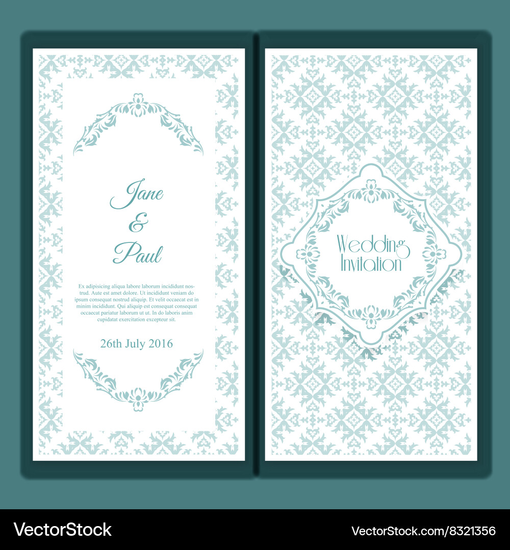 Decorative wedding invitation design Royalty Free Vector