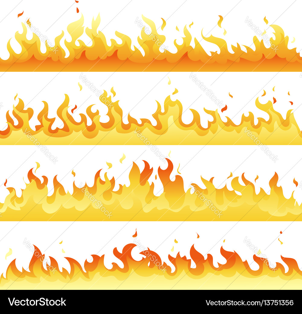 Fire flame backdrop background set horizontal Vector Image