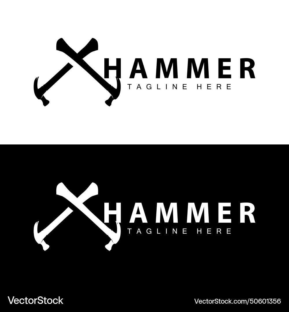 Hammer logo design repair service template Vector Image
