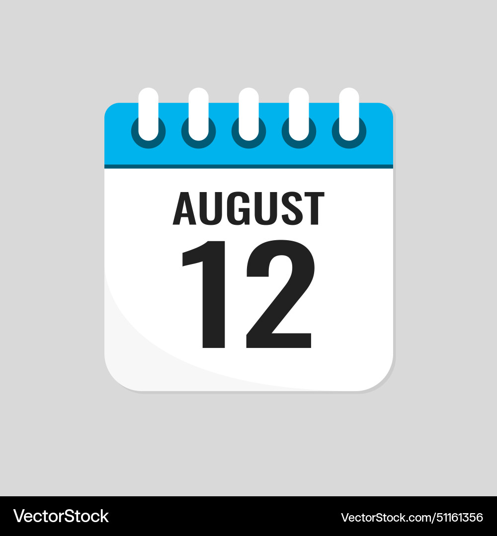 Icon page calendar day - 12 august Royalty Free Vector Image