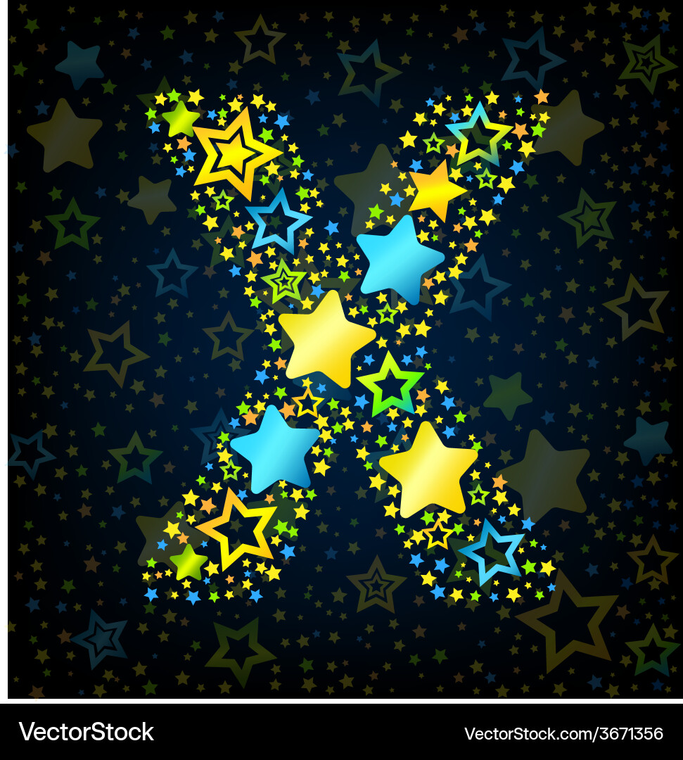 Letter x cartoon star colored Royalty Free Vector Image