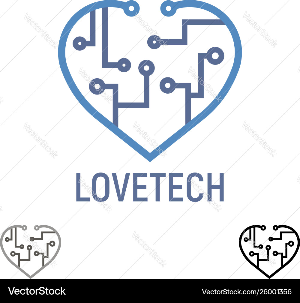Logo Liebe Technologie Konzept Design Lizenzfreier Vektor