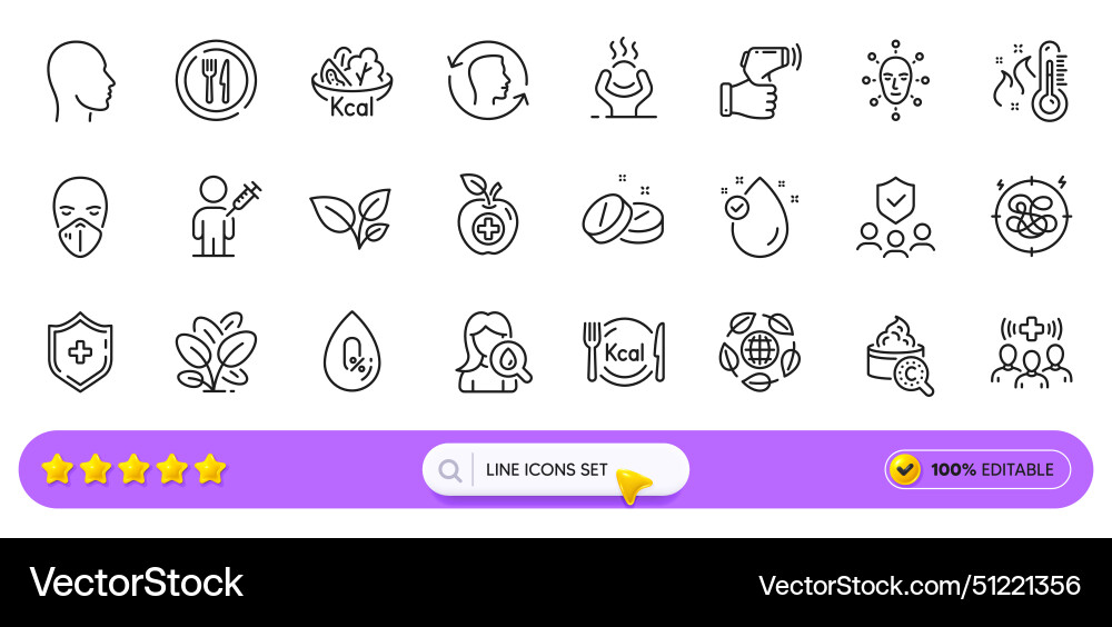 Medical shield face biometrics and head line Vector Image