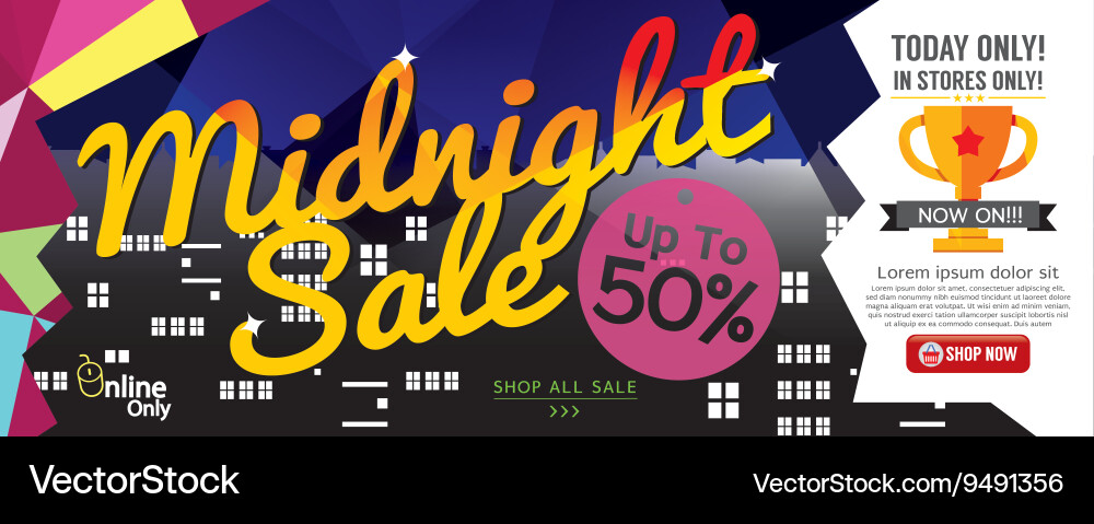 Midnight sale pixel Royalty Free Vector Image - VectorStock