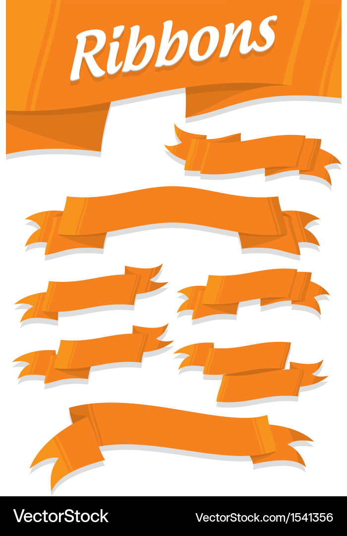 Orange ribbons Royalty Free Vector Image - VectorStock