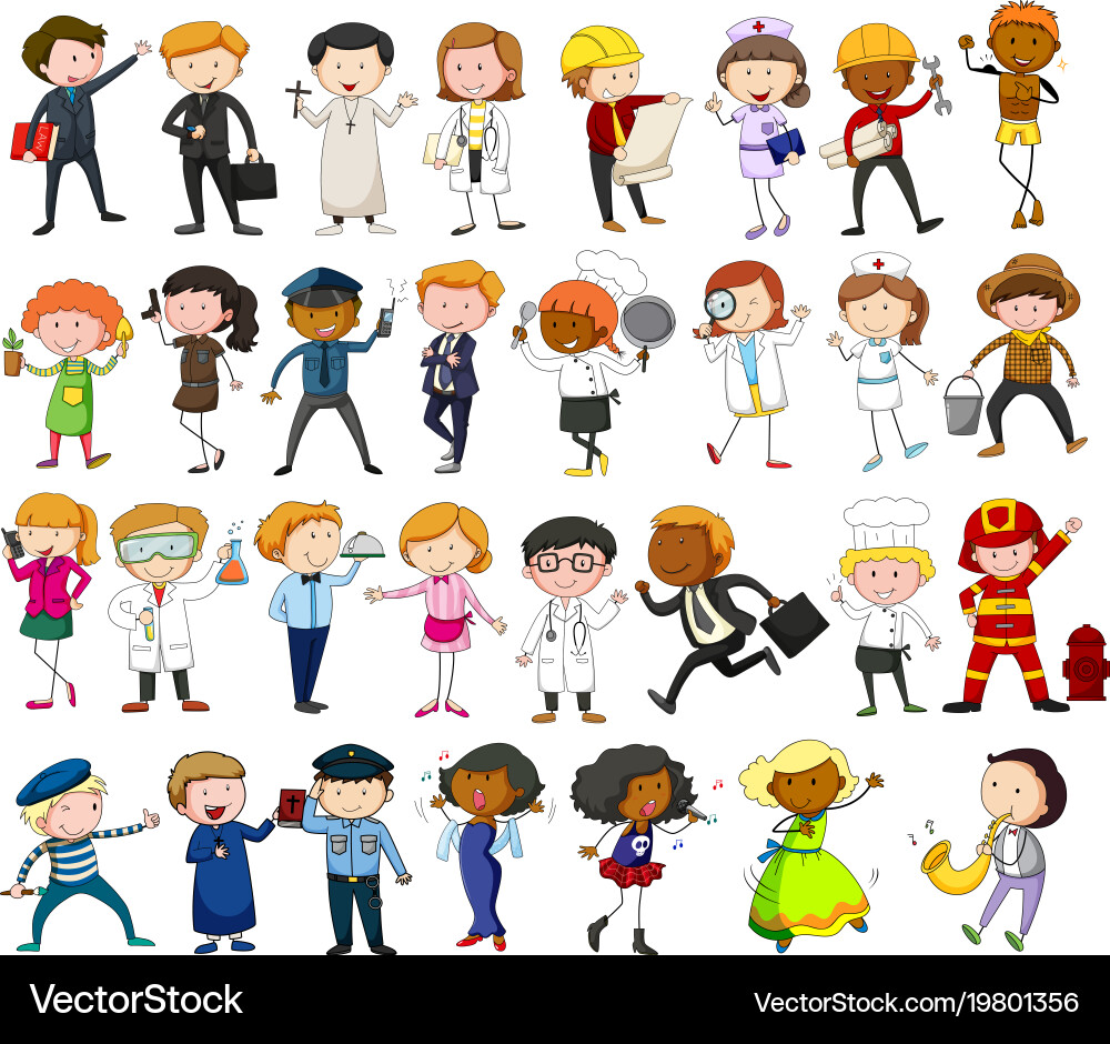 People doing different jobs on white background Vector Image