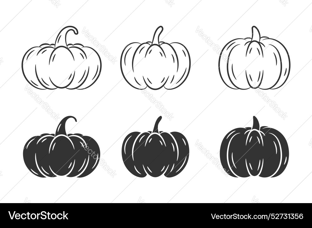 Pumpkins silhouette Royalty Free Vector Image - VectorStock