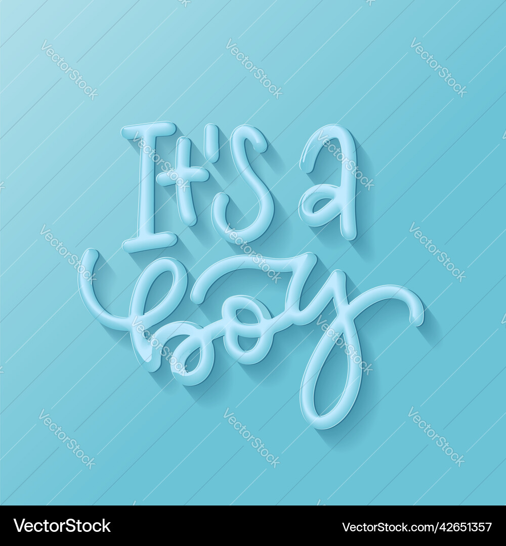 3d realistic lettering text of it s a boy Vector Image