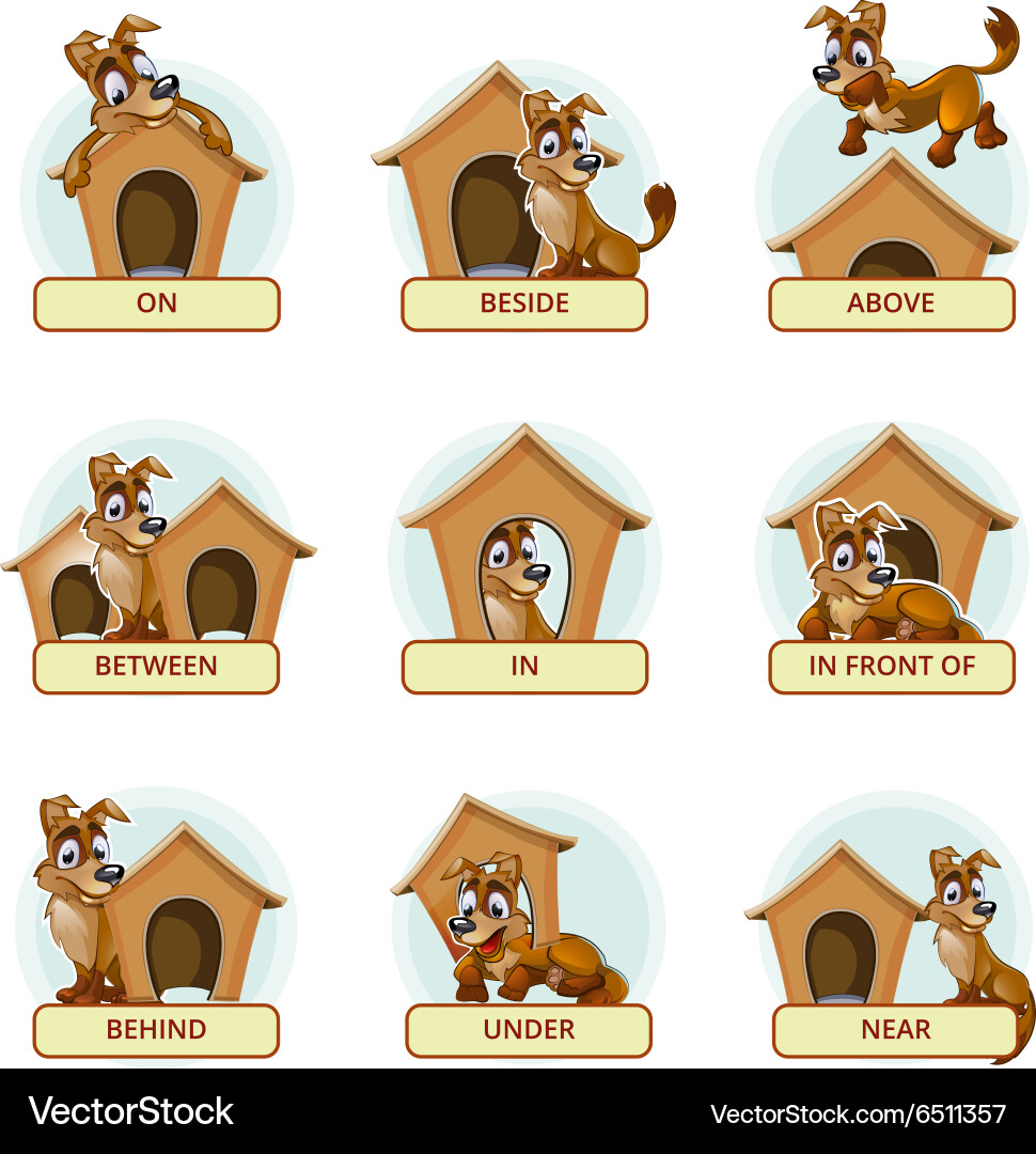 Cartoon dog in different poses Royalty Free Vector Image
