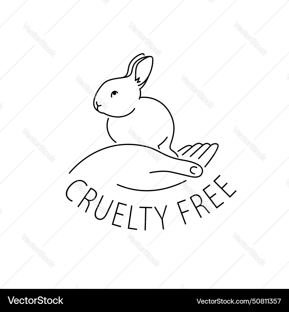 Cruelty free animals friendly line rabbit logo Vector Image