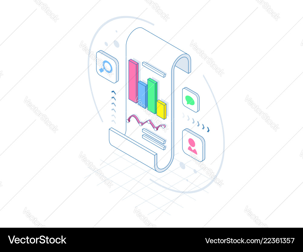 Isometric business analysis and planning Vector Image