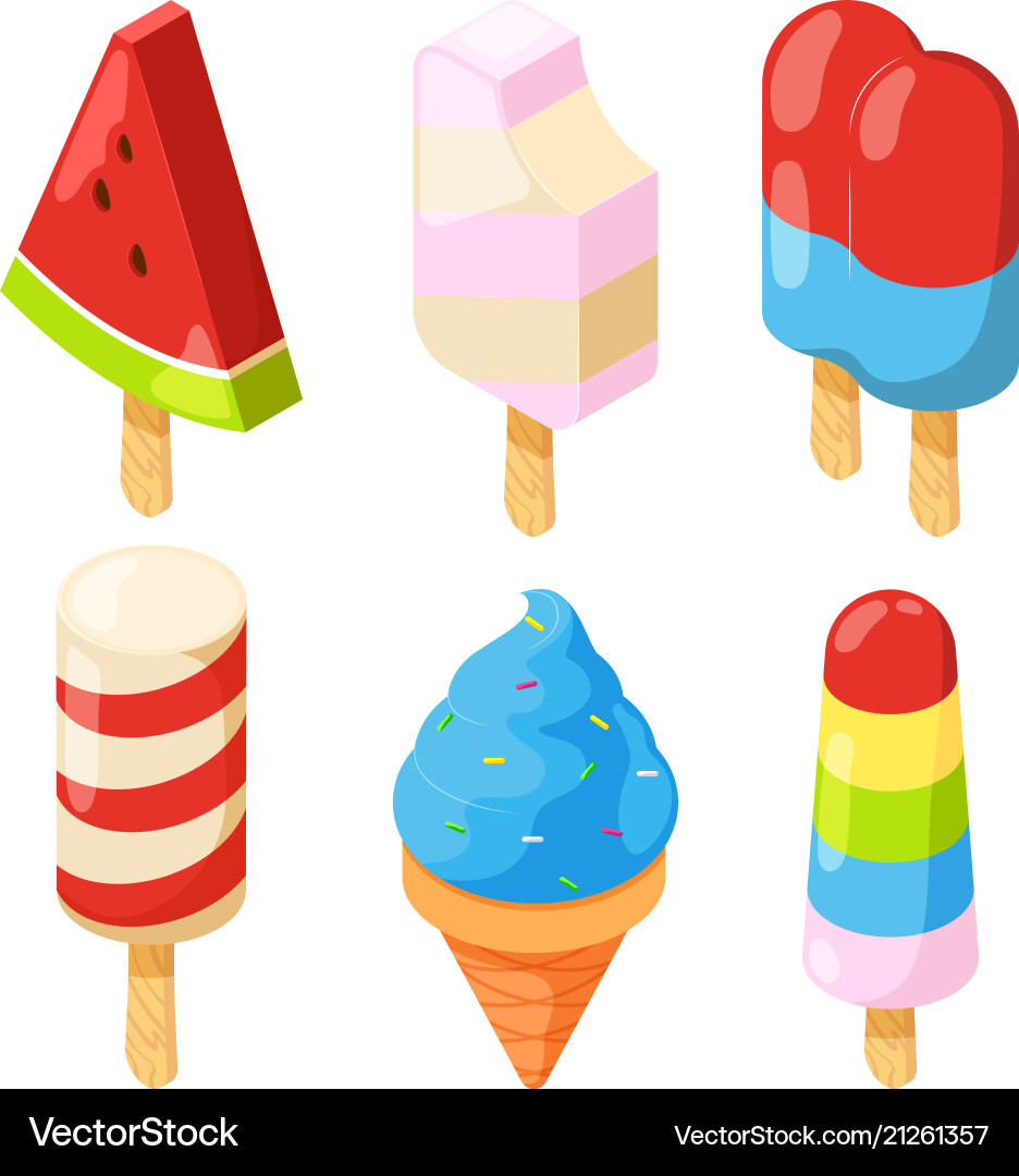 Isometric icecream pictures Royalty Free Vector Image