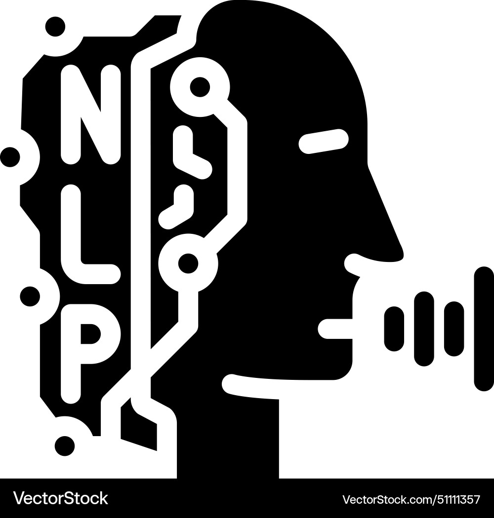 Natural language processing nlp seo glyph icon Vector Image