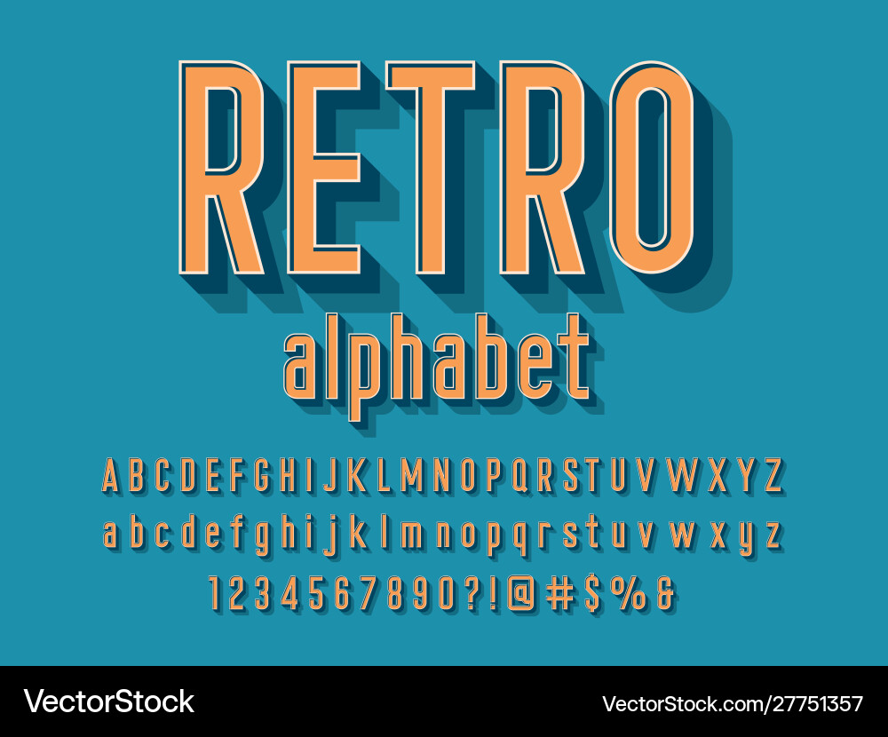 Retro font Royalty Free Vector Image - VectorStock