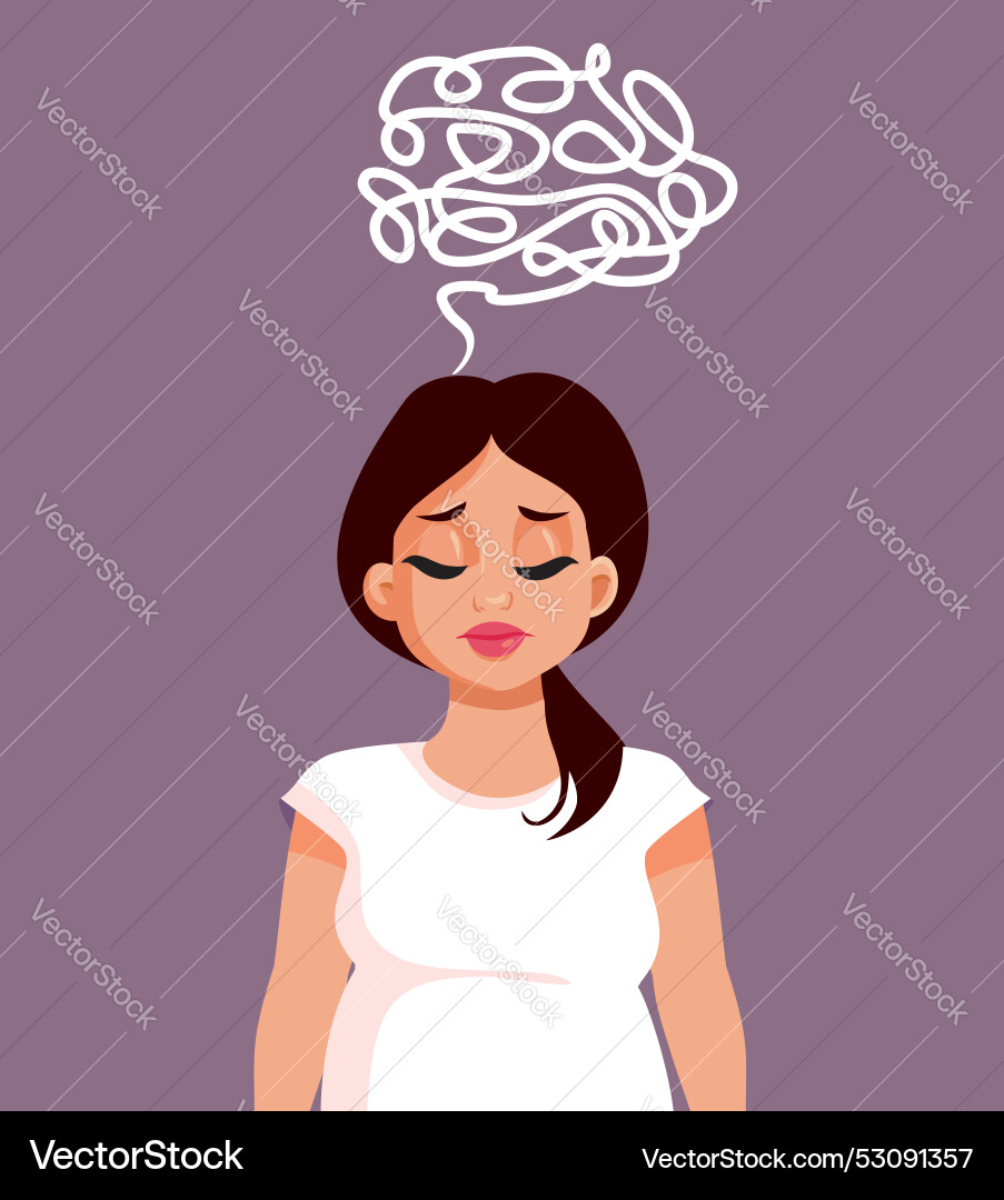 Sad woman having negative thoughts Royalty Free Vector Image