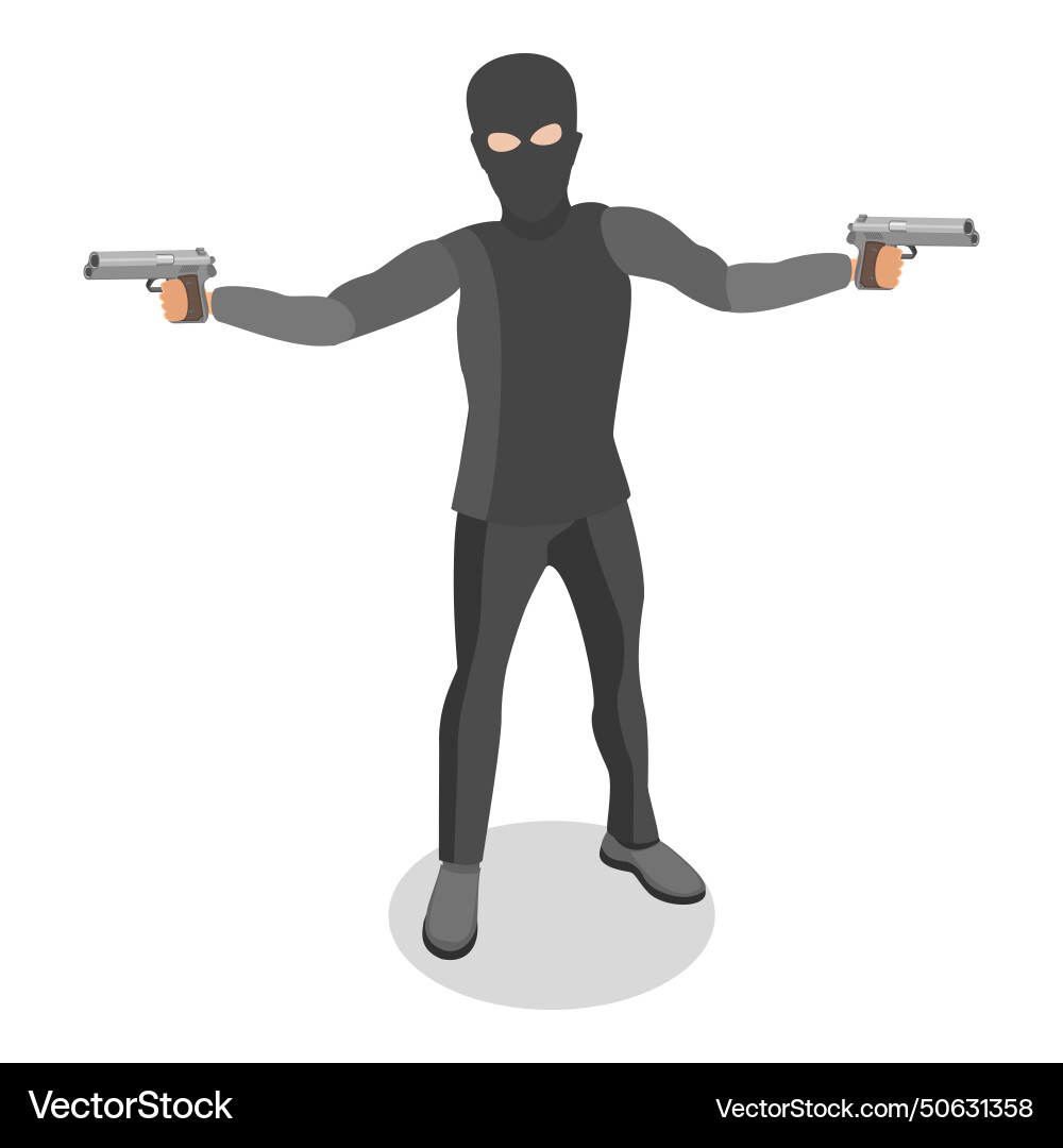 3d isometric flat set of criminal item Royalty Free Vector