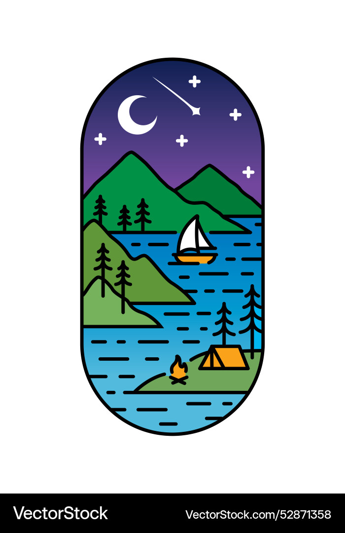 Beautiful beach views line art Royalty Free Vector Image