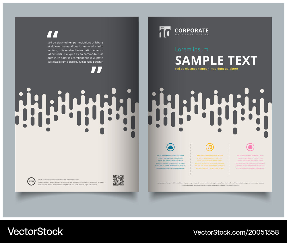 Brochure template gray rounded lines halftone Vector Image