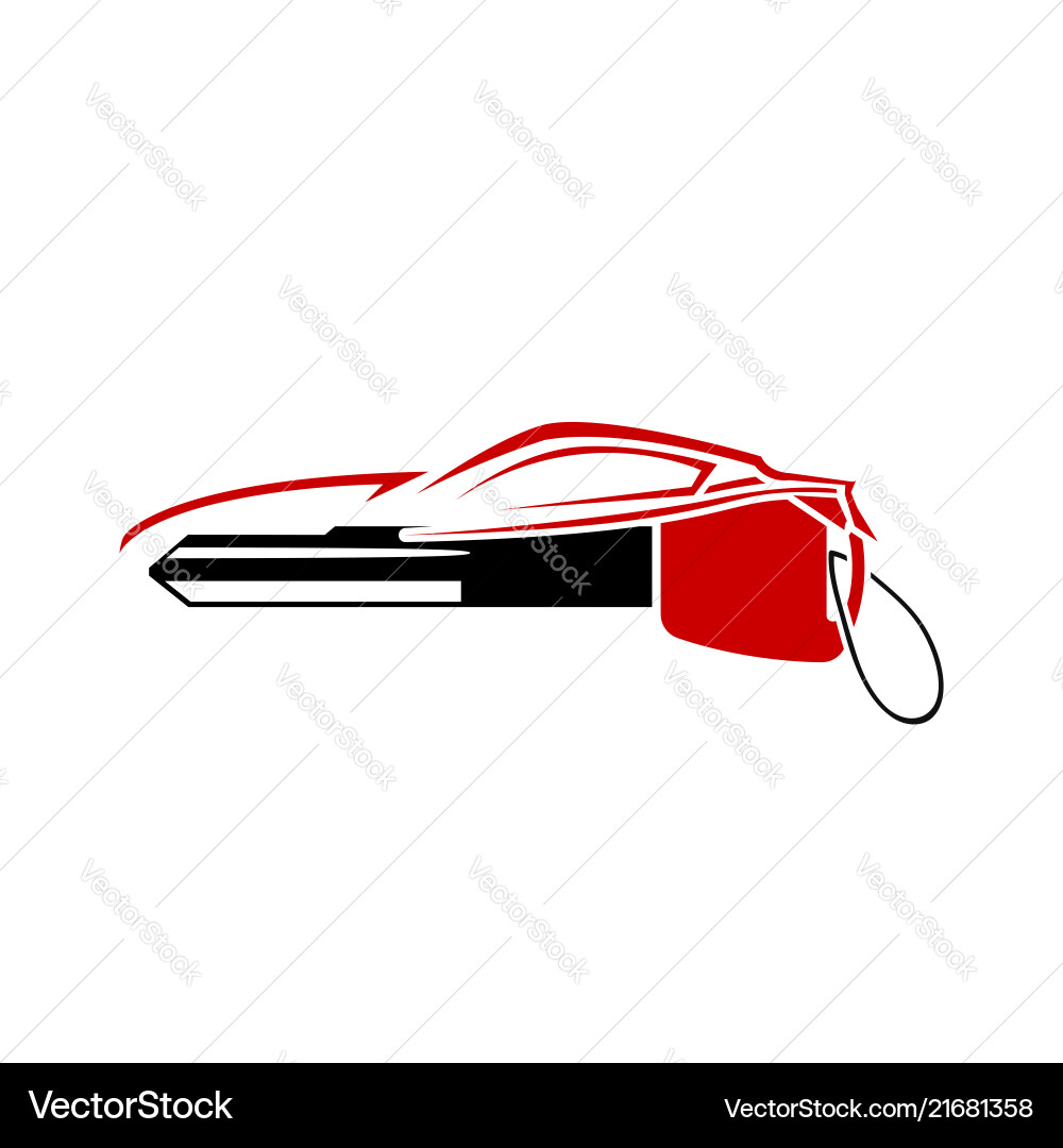 Car logo design with key auto silhouette Vector Image