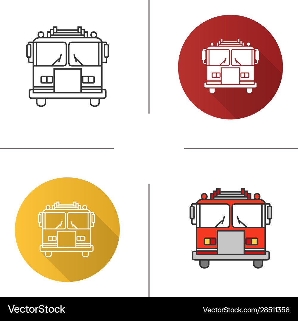 Fire Engine Icon - Flat Style Royalty Free Vector Image