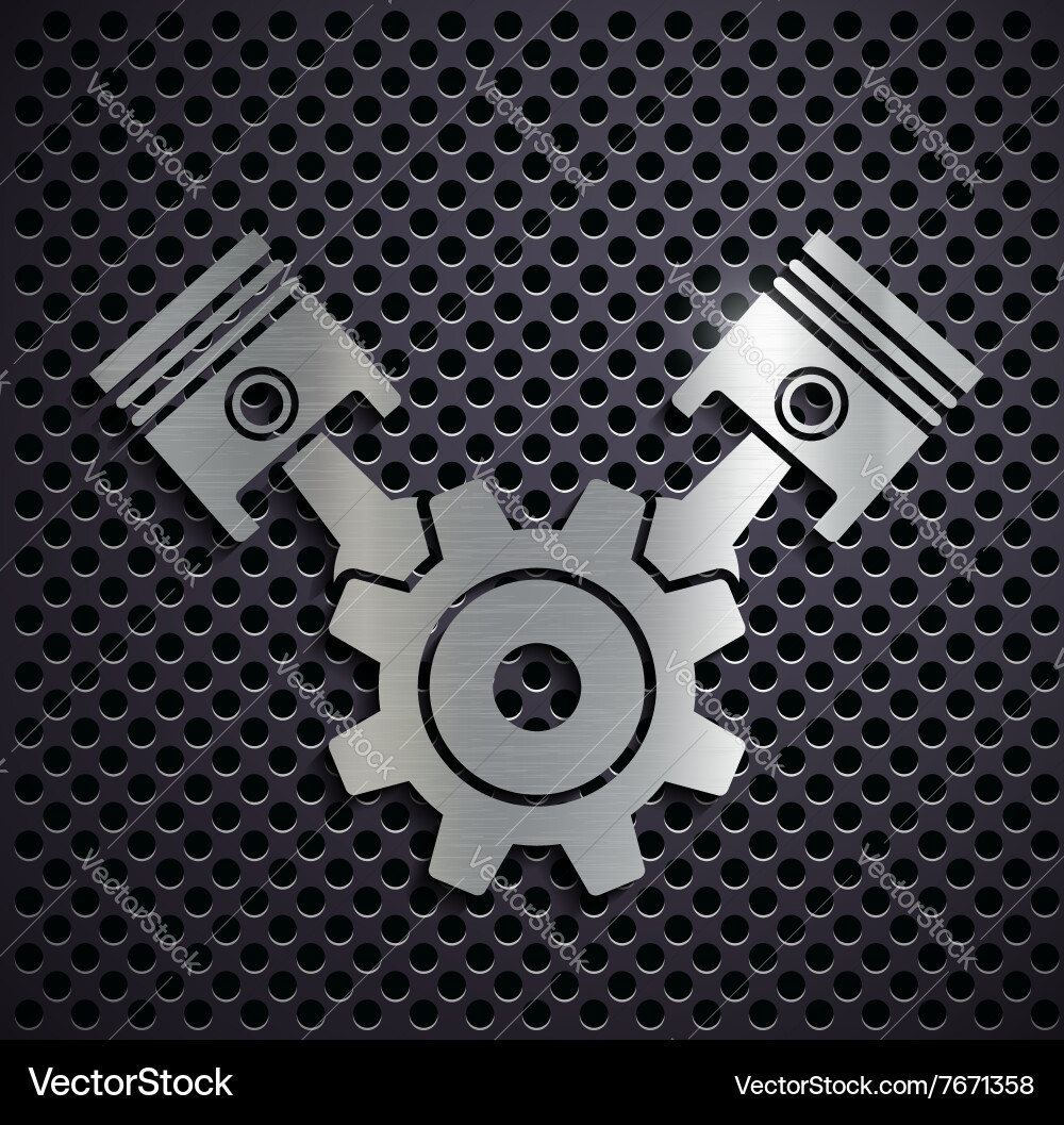 Flat metallic logo automotive engine Royalty Free Vector