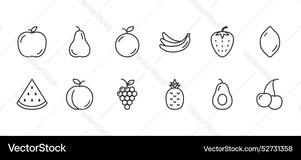 Fruit line icons Royalty Free Vector Image - VectorStock