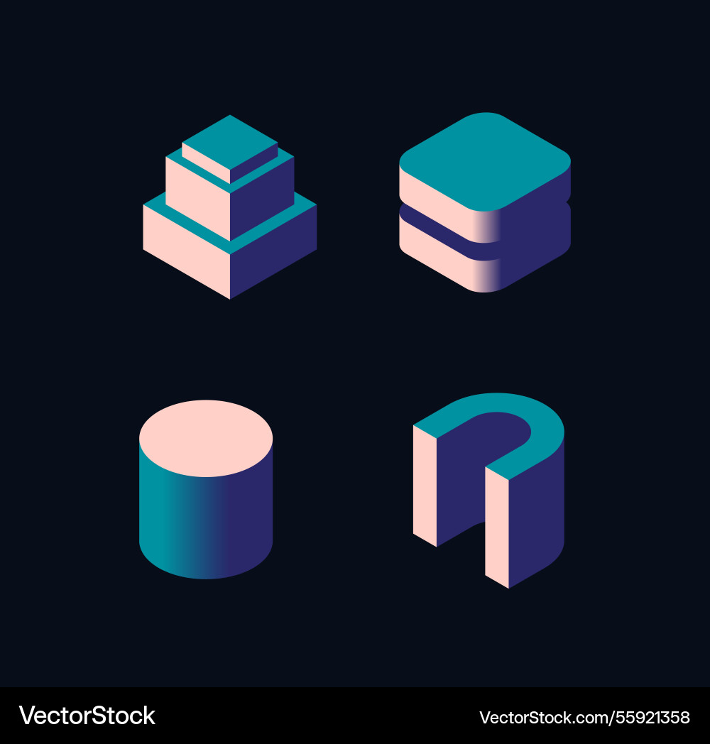 Isometric geometric shapes set Royalty Free Vector Image