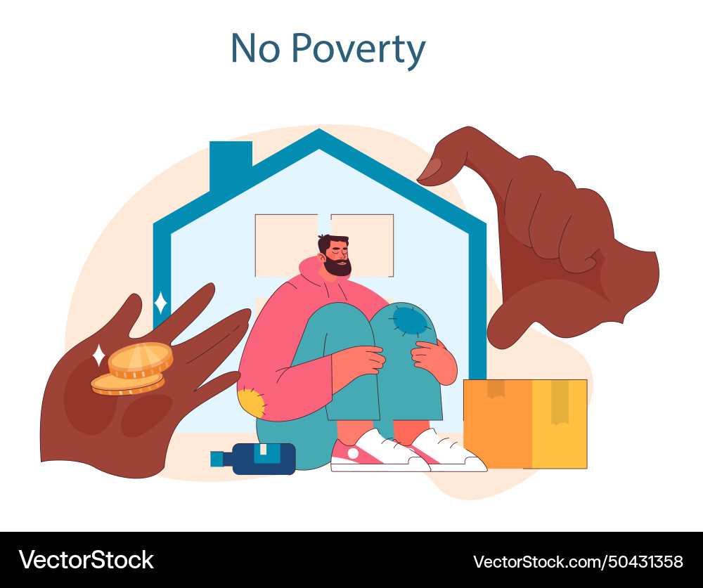 No poverty eradicating with strong Royalty Free Vector Image