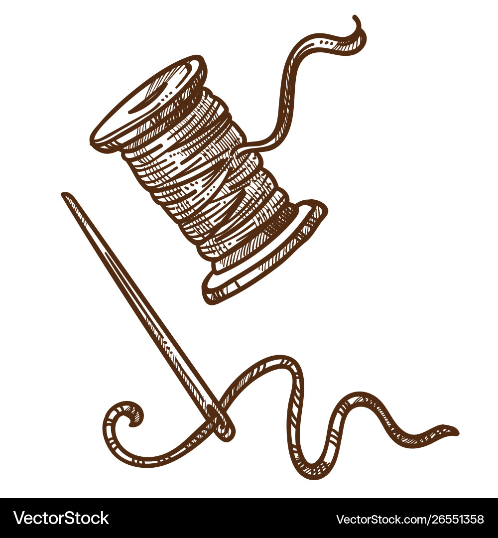 Sewing Needle and Thread Coil Royalty Free Vector Image