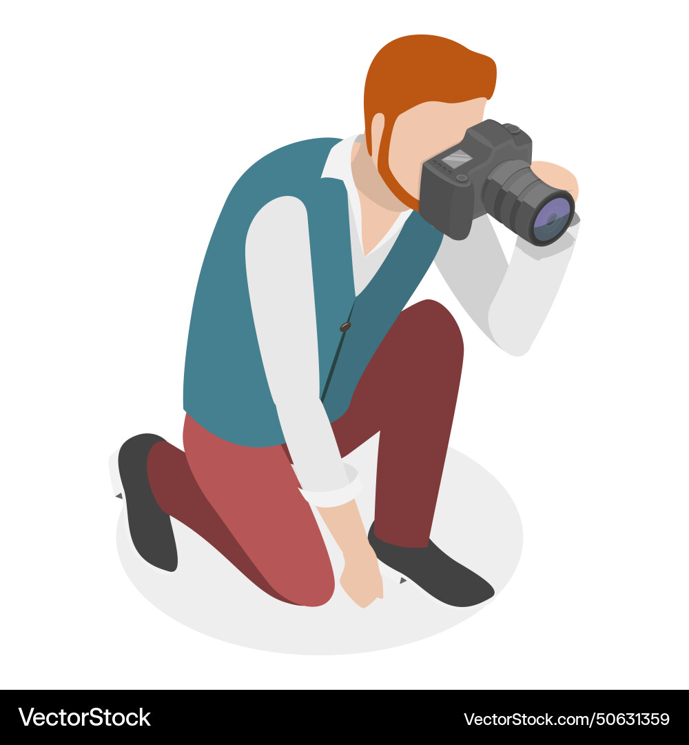 3d isometric flat set of photographers Royalty Free Vector