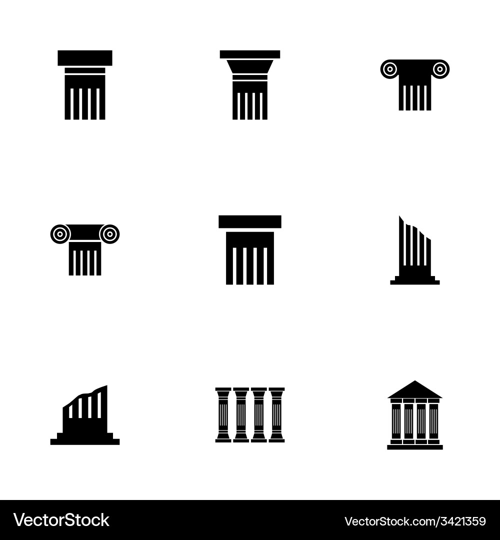Black column icon set Royalty Free Vector Image