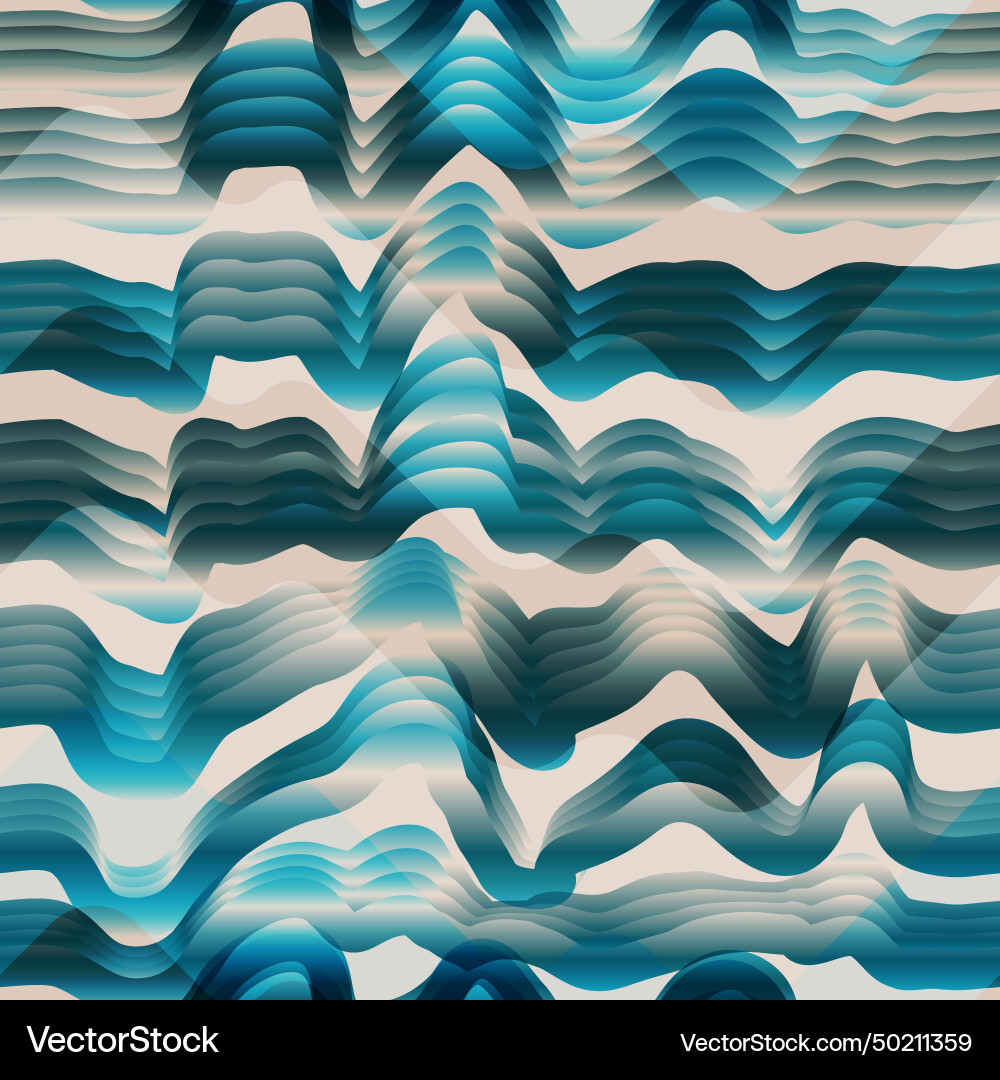 Blue gradient waves seamless pattern Royalty Free Vector
