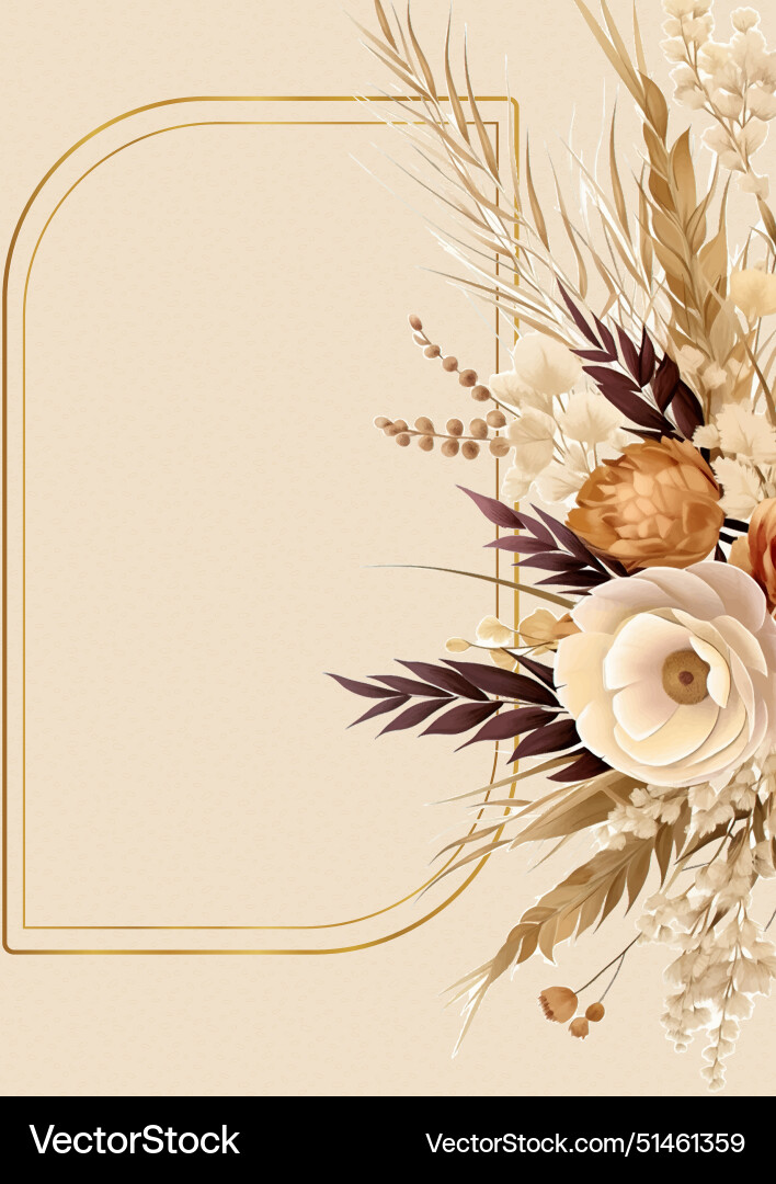 Brown and beige wreath background invitation Vector Image