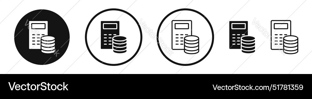 Budget icon set black filled and outlined style Vector Image